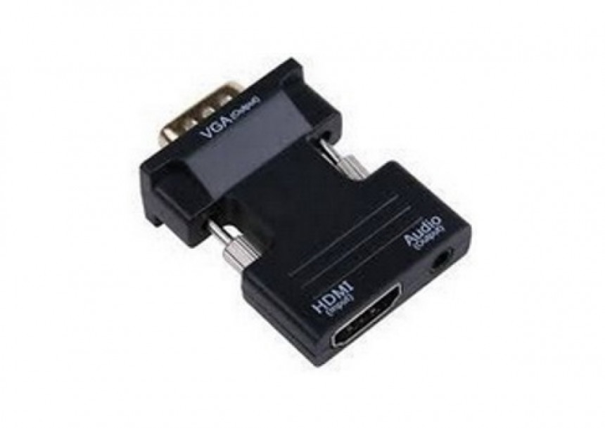 Adapter - konvertor HDMI (F) - VGA (M) plug in crni