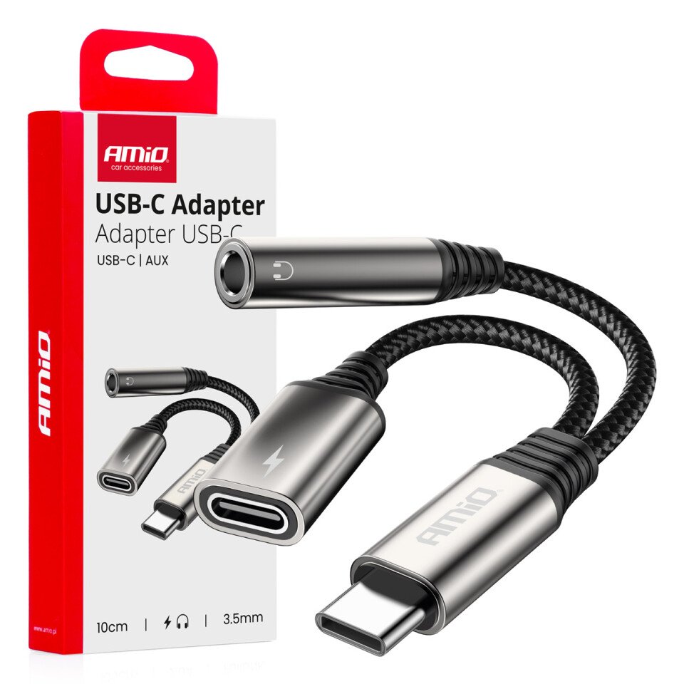 Adpater USB-C na USB-C + Mini Jack 3,5 mm 10 cm razdelnik AMIO-04295 Bestseler