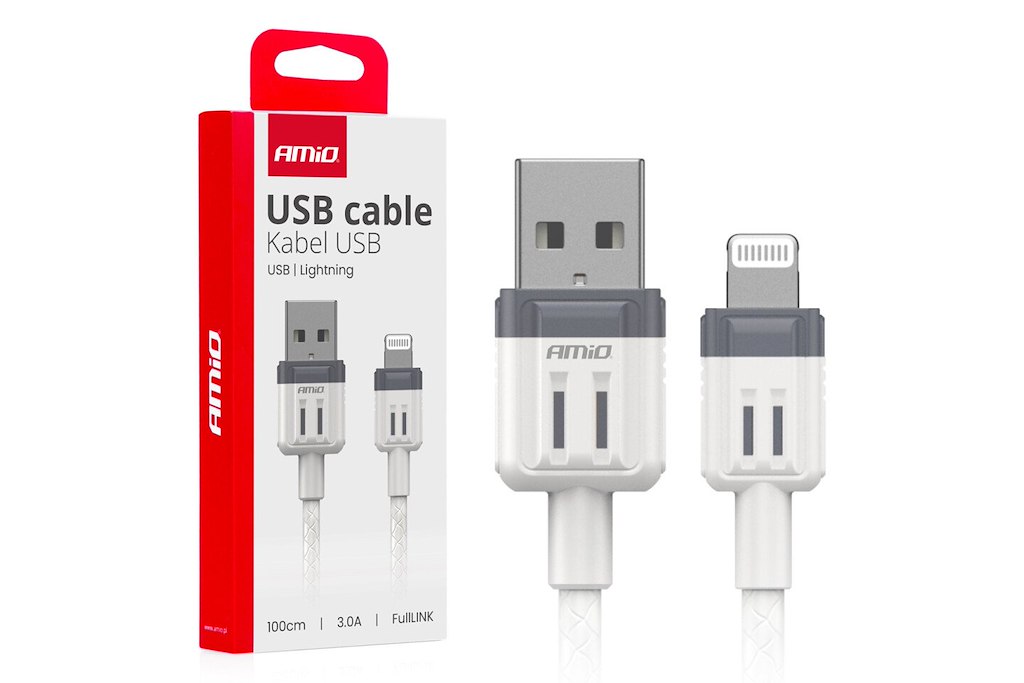 USB-A kabl za punjenje - LIGHTNING IPHONE 3A 100cm FullLINK AMIO-03907 ⚡ Brzo punjenje