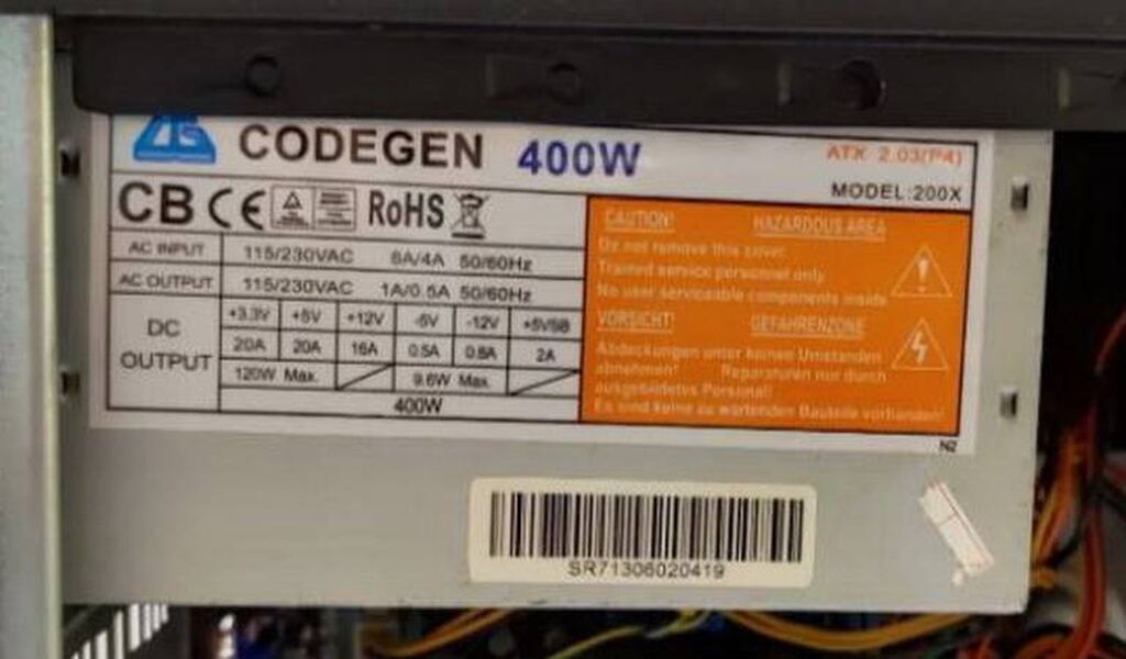 NAPAJANJE Codegen 400W potpuno ispravno i testirano 1x MB 20+4 pin