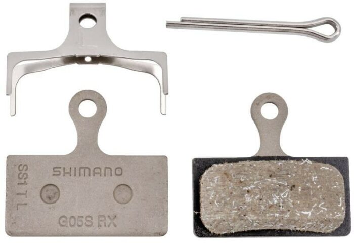 PLOČICE ZA DISK SHIMANO RESIN PAD W/O FIN (G05S-RX) PAD SPRING W/SPLIT PIN 1 PAIR IND.PACK