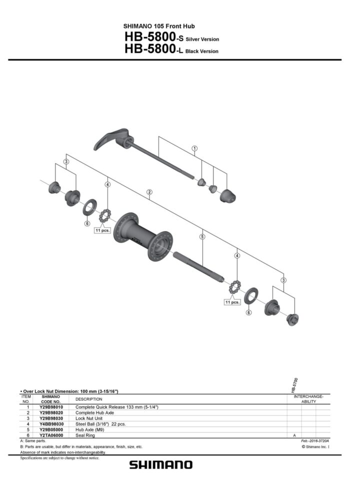 OSOVINA SHIMANO HB-5800 COMPLETE