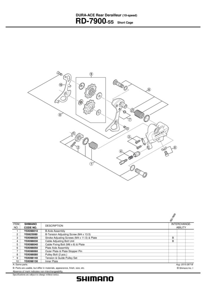 ROLNICA MENJAČA ZADNJEG SHIMANO RD-7900 SET