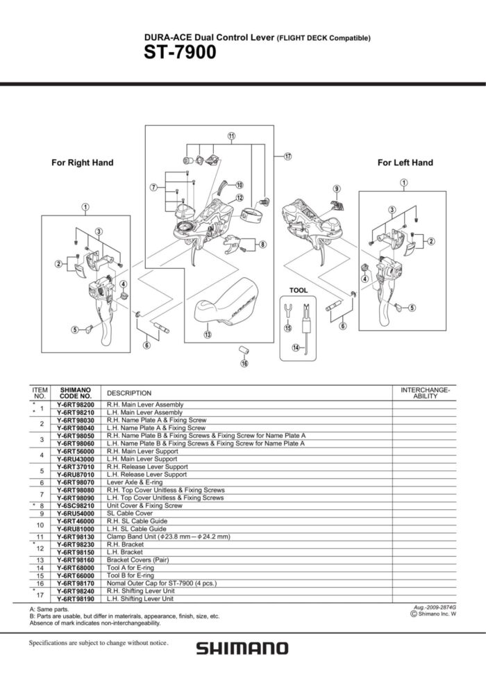 PLASTIKA I ZAVRTANJ RUČICA MENJAČA/KOČNICA SHIMANO ST-7900 LEFT & FIXING SCREW