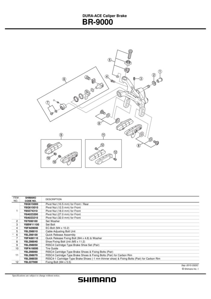 PAKNOVI SHIMANO BR-9000 R55C4 CARTRIDGE-TYPE BRAKE SHOE SET(PAIR)