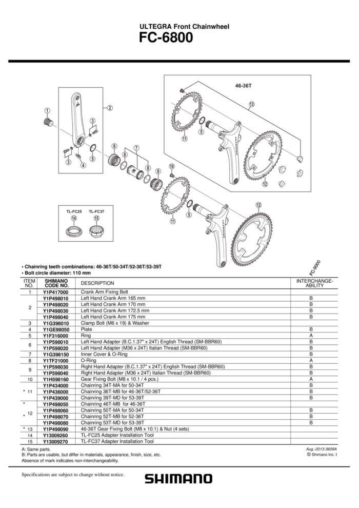 LANČANIK SHIMANO FC-6800 50T-MA FOR 50-34T