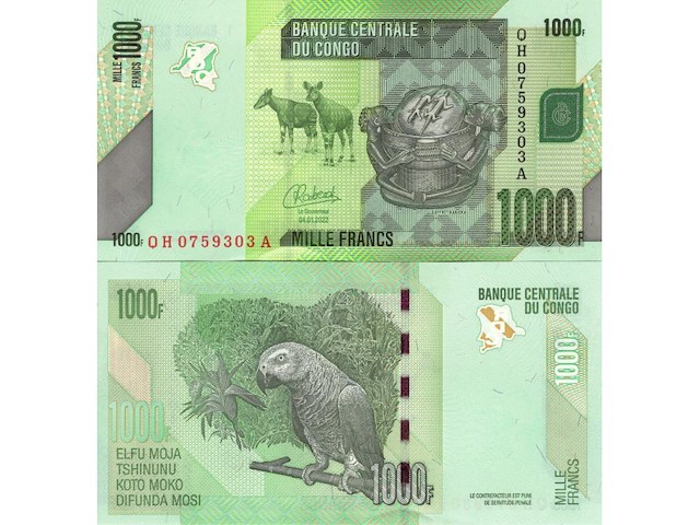 Kongo CONGO 1000 Francs 2022 UNC, P-101