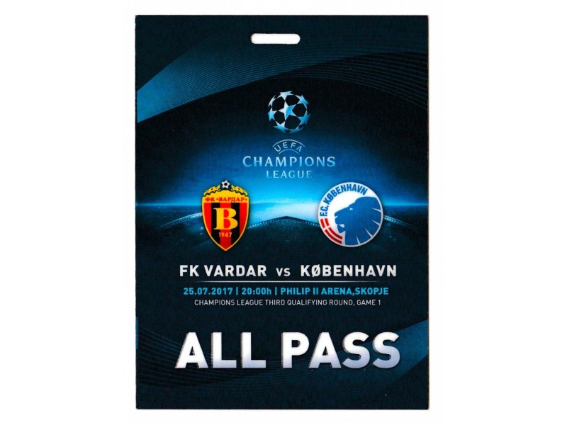 2017, VARDAR - KOBENHAVN! ALL PASS. Liga šampiona.