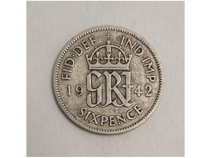 ** BRITANIJA - SIX PENCE 1942. ** - srebro