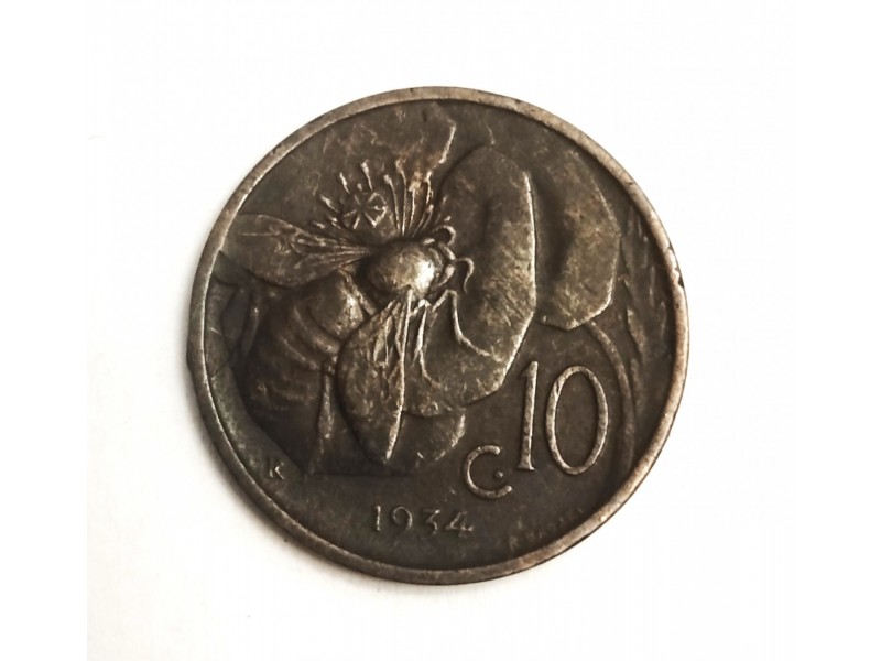 ** ITALIJA - 10 CENTESIMI 1934. **