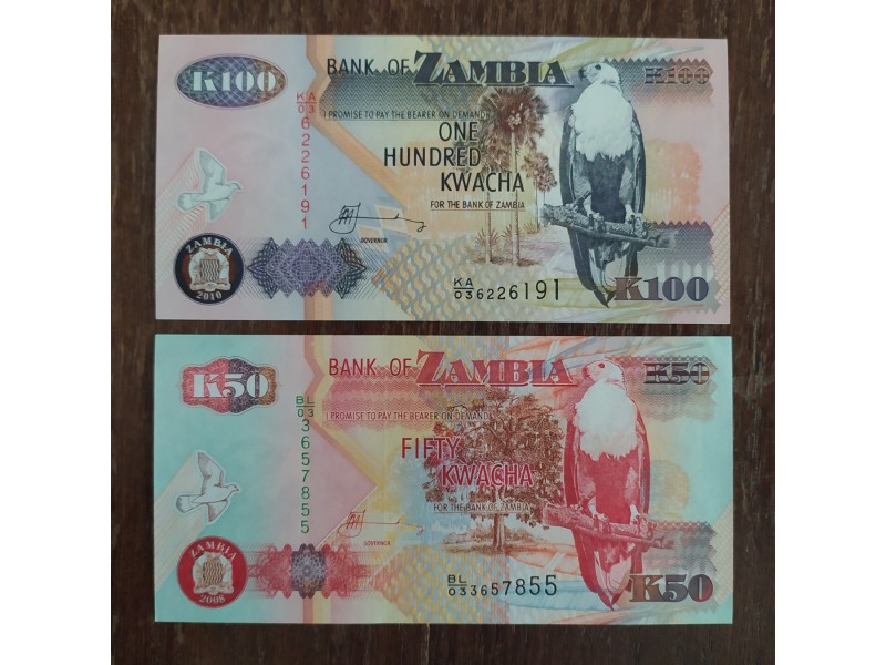 Zambija UNC lot 50 + 100 kwacha