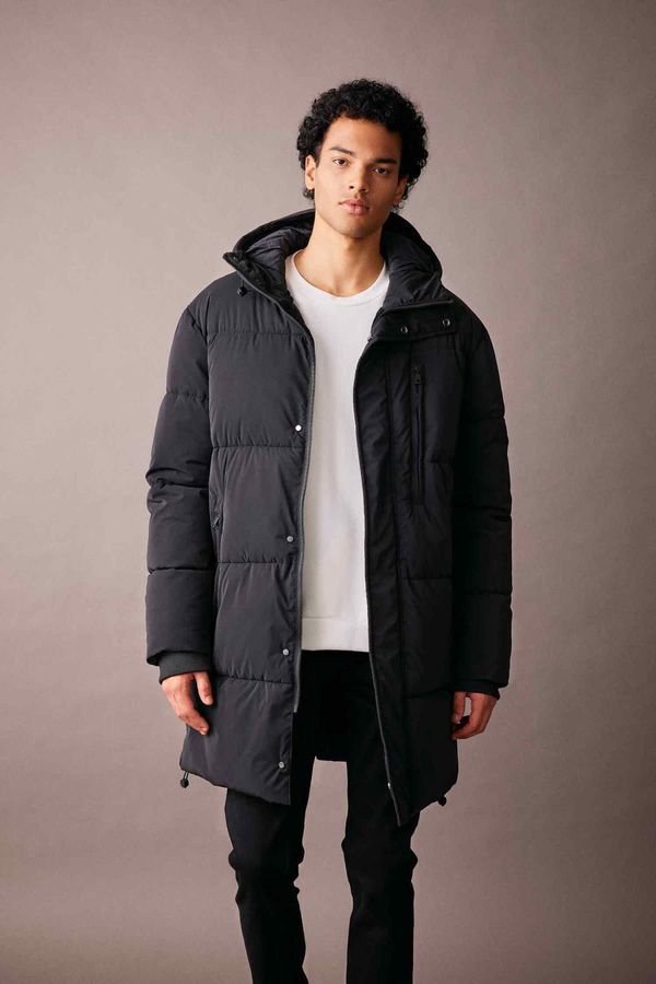 DEFACTO Hooded Puffer Parka Faux Für Lined Zippered Pocket