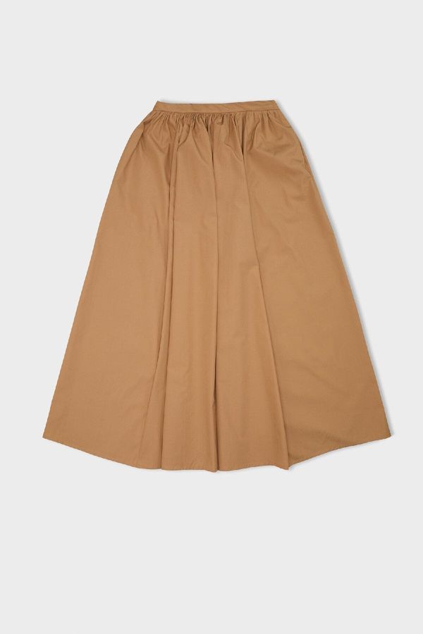 DEFACTO A-LINE WAIST ZIPPERED BASIC PLAIN POPLIN FABRIC MAXI SKIRT