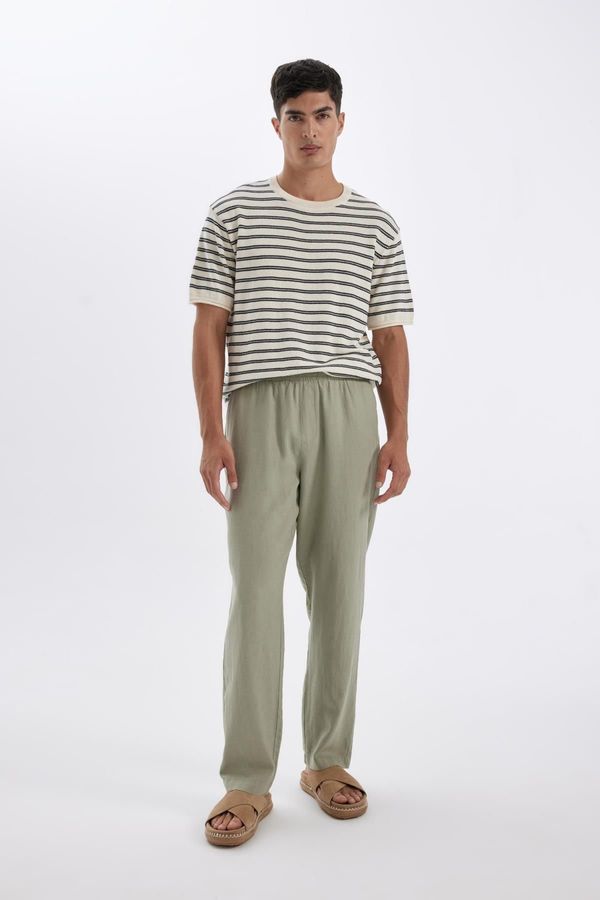 DEFACTO RELAX FIT SKINNY LEG LINEN BLEND TROUSERS