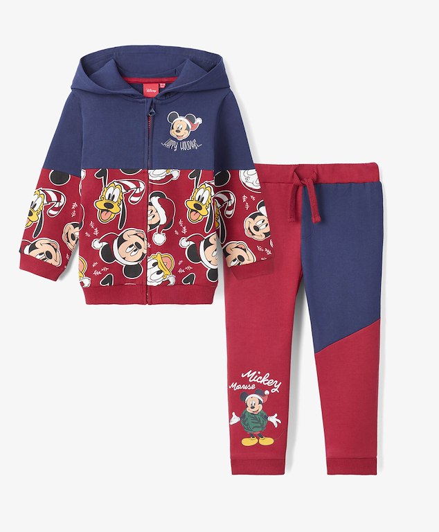 Set: gornji i donji deo trenerke za bebe dečake sa licenciranim printom Mickey Mouse 100% pamuk