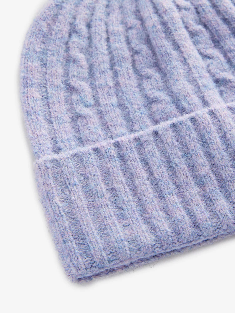 Purple Cable Knit Beanie Hat (1-16yrs)