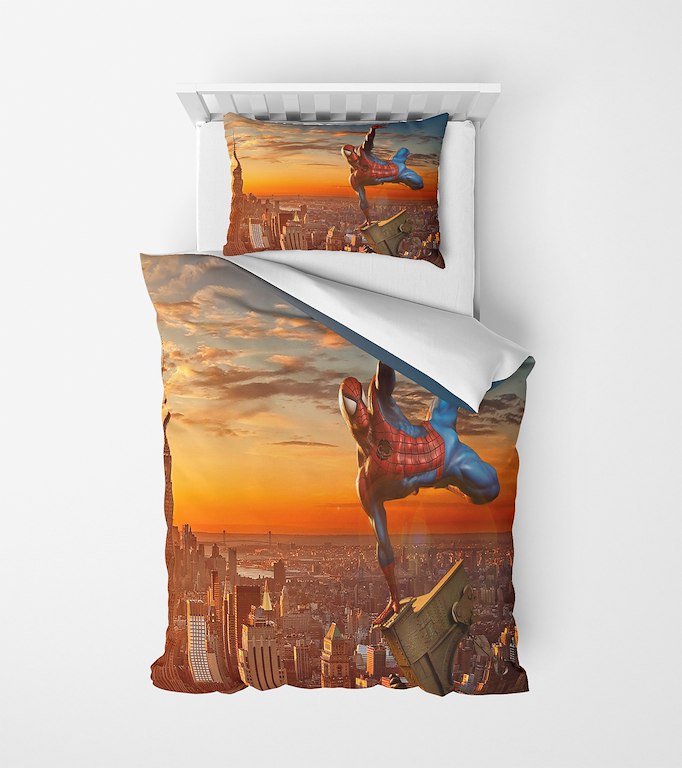 3D-SINGL POSTELJINA-Spiderman sunset