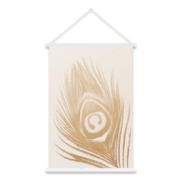 DEKOR DOM Slika Kakamono 60x90cm Beige Peacock Feather