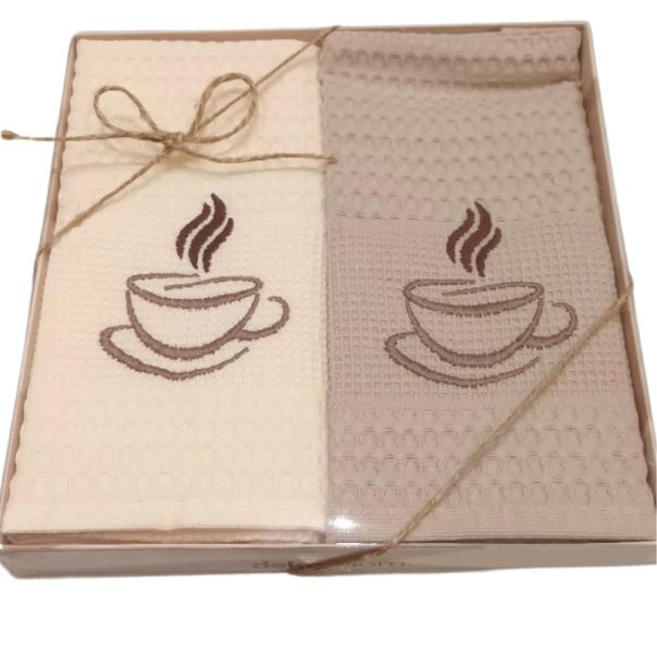 DEKOR DOM Kuhinjska krpa WAFFLE SET BOX 2/1 40x60 - Coffee