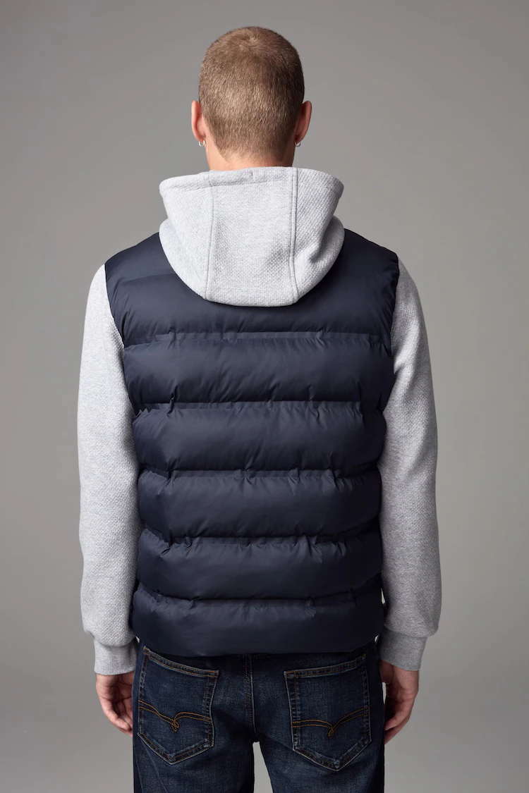 Blue/Grey Jersey Sleeve Hybrid Puffer Jacket