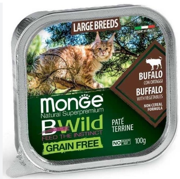 Monge BWild cat pašteta,velike rase -bivo,100g