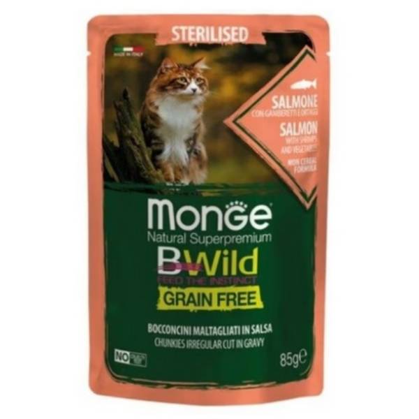 Monge BWild cat sos za sterilisane-losos,85g