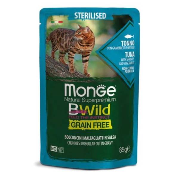 Monge BWild cat sos za sterilisane-tuna,85g