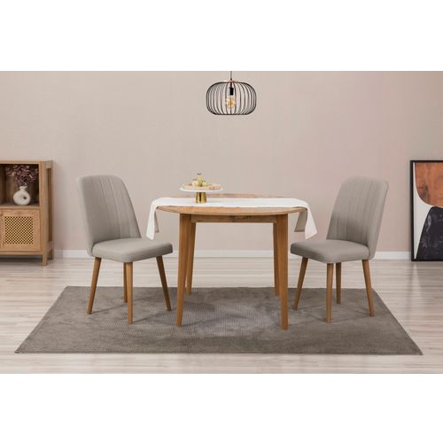 Vina 1005 - Atlantic Pine, Cream Ekstenzibilni Trpezarijski Sto i Stolice Set (3 Komada)