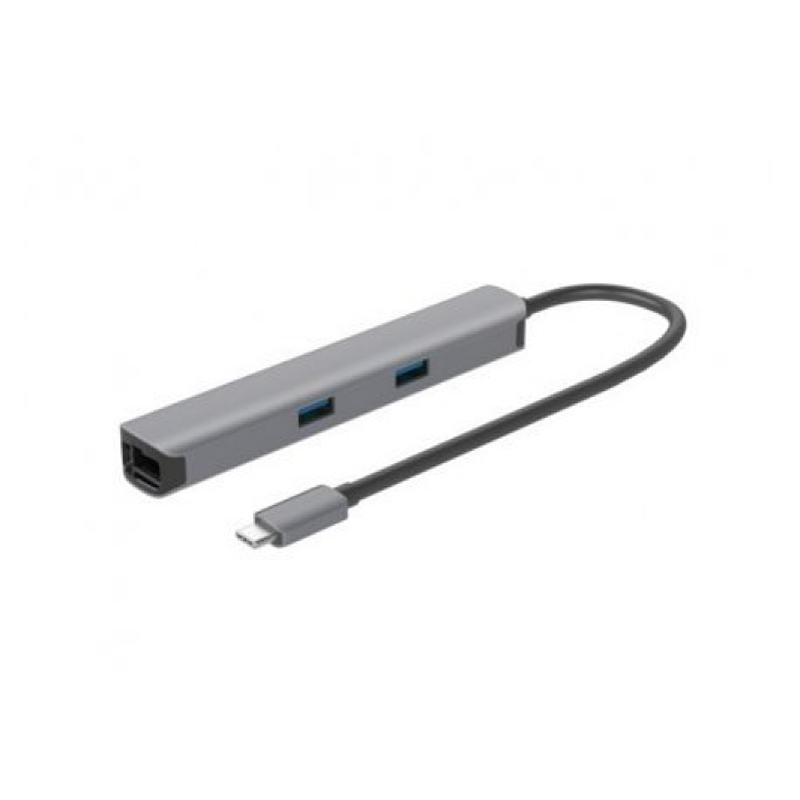 E-GREEN Adapter USB 3.1 tip C (M) - HDMI + 2 x USB 3.0 + SD/TF+PD 100W + RJ45 (F)1000 Mbps (7 u 1)