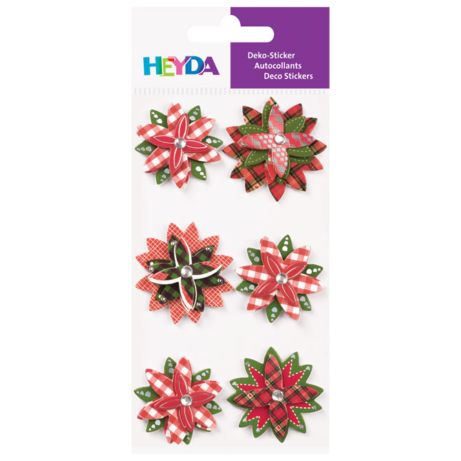 Nalepnice ukrasne 3D Novogodišnji motivi "Christmas Flower"pk6 Heyda 20-37807 21 blister