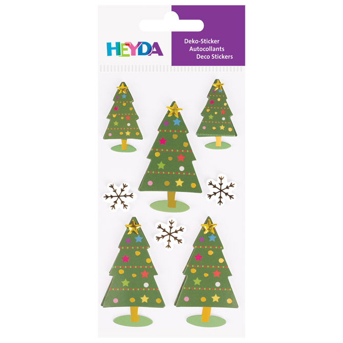 Nalepnice ukrasne 3D Novogodišnji motivi "Christmas Trees"pk8 Heyda 20-37807 02 blister