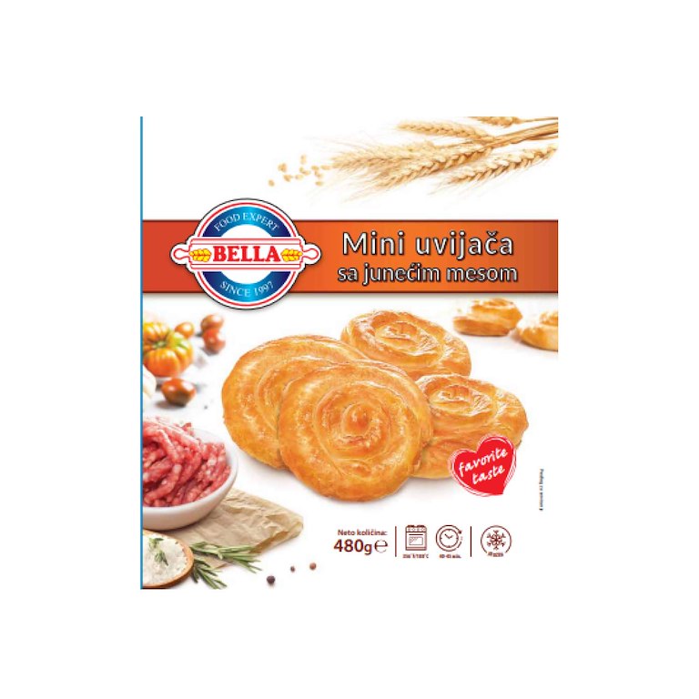 Bella pita mini savij sa junećim mesom 480g bella