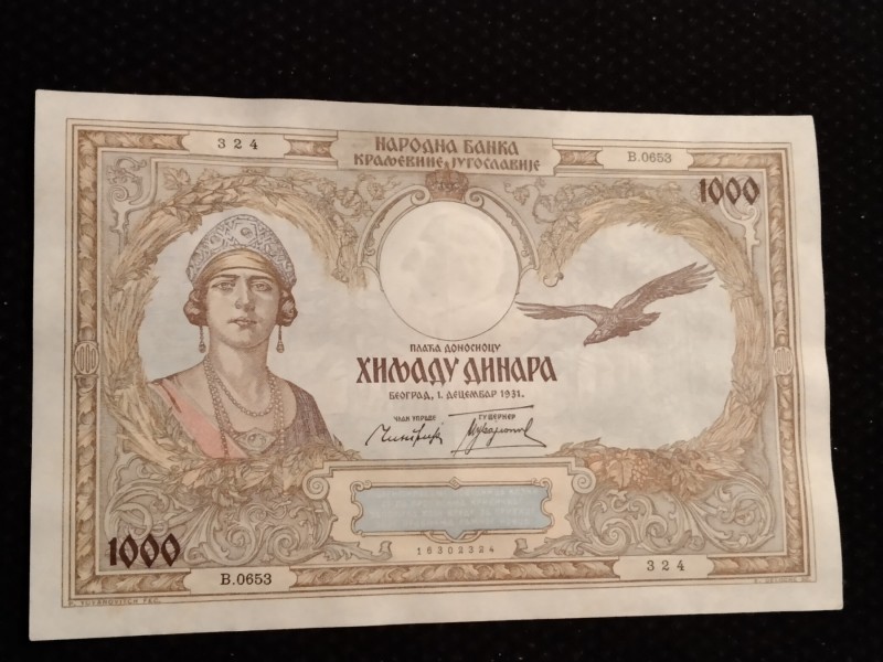 1000 dinara 1931 jugoslavija