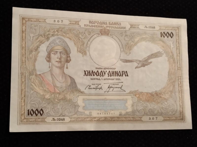 1000 dinara 1931 jugoslavija