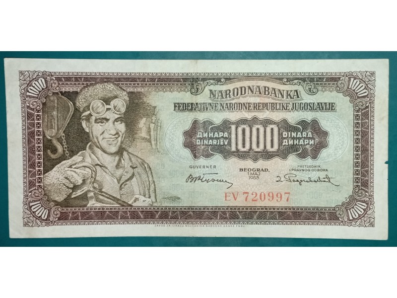 Jugoslavija - 1000 dinara - 1955