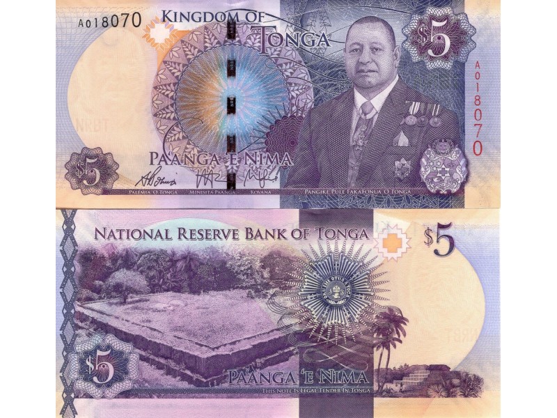 TONGA 5 Paanga 2015 UNC, P-45