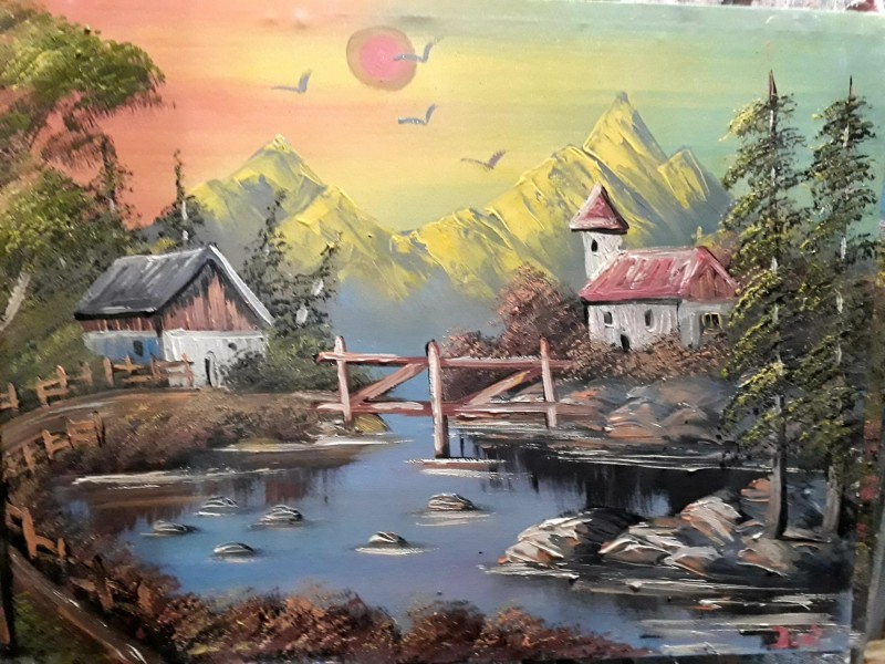 stari manastir 70x50cm ulje na platnu