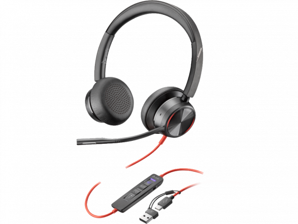 Slušalice HP Poly Blackwire 8225 Stereo MS Teams Cert USB-C Headset +USB-C/A Adapter/8X225AA/crna