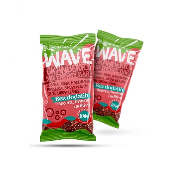 Wave Cranberry mix energy bar 40g Bio concept