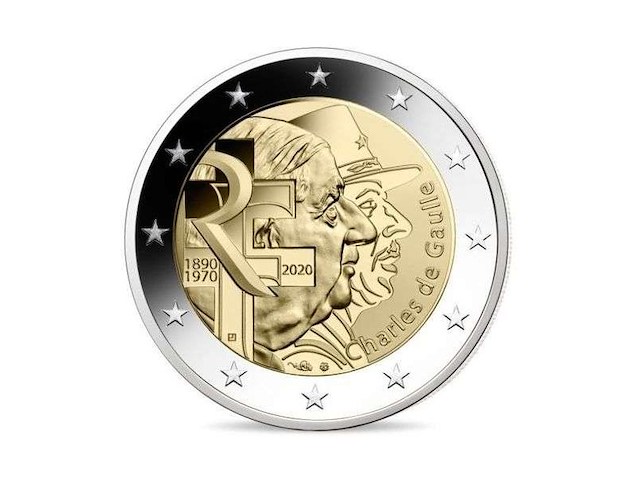 Francuska 2 euro 2020. UNC Charles de Gaulle