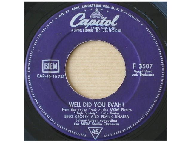 Bing Crosby – Well Did You Evah? / True Love Vinyl, 7`,