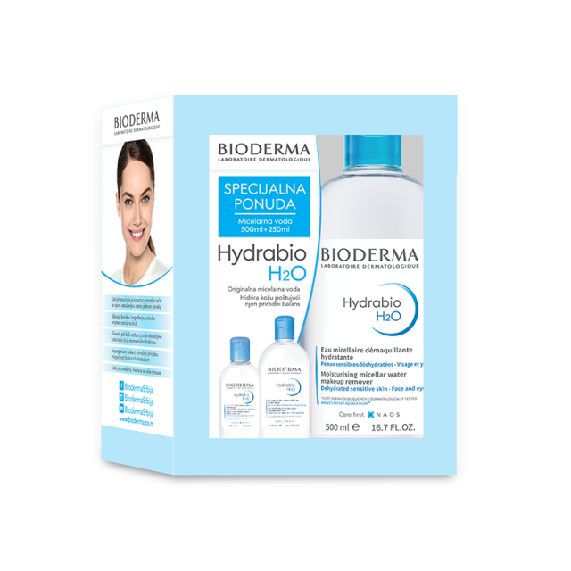 BIODERMA HYDRABIO H2O MICELARNA VODA 500ML + 250ML PROMO