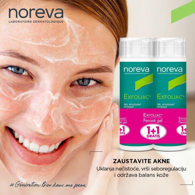 NOREVA EXFOLIAC PENASTI GEL ZA UMIVANJE 1+1 200ML