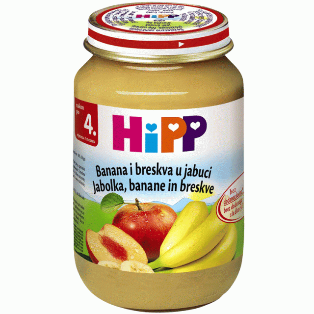 HIPP KAŠA BANANA BRESKVA JABUKA 190G