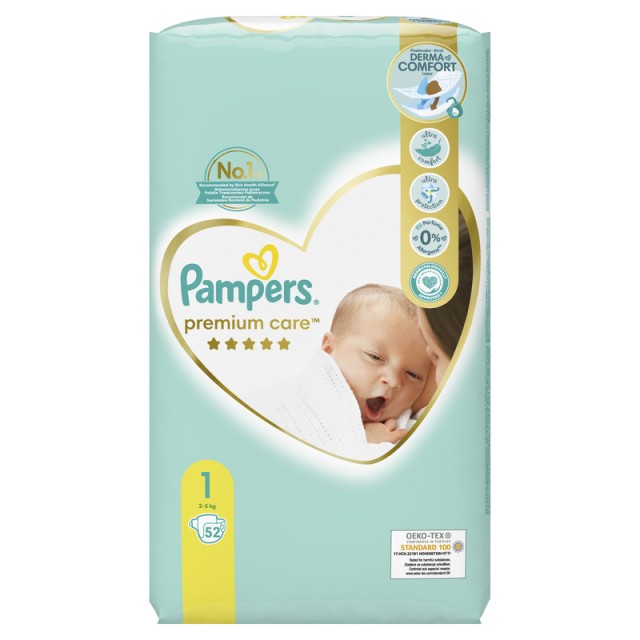 PAMPERS PELENE PREMIUM CARE 1 NEWBORN (52 KOMADA)