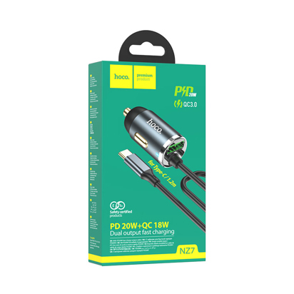 Auto punjac HOCO NZ7 PD20W+QC3.0 set (Type-C) sivi