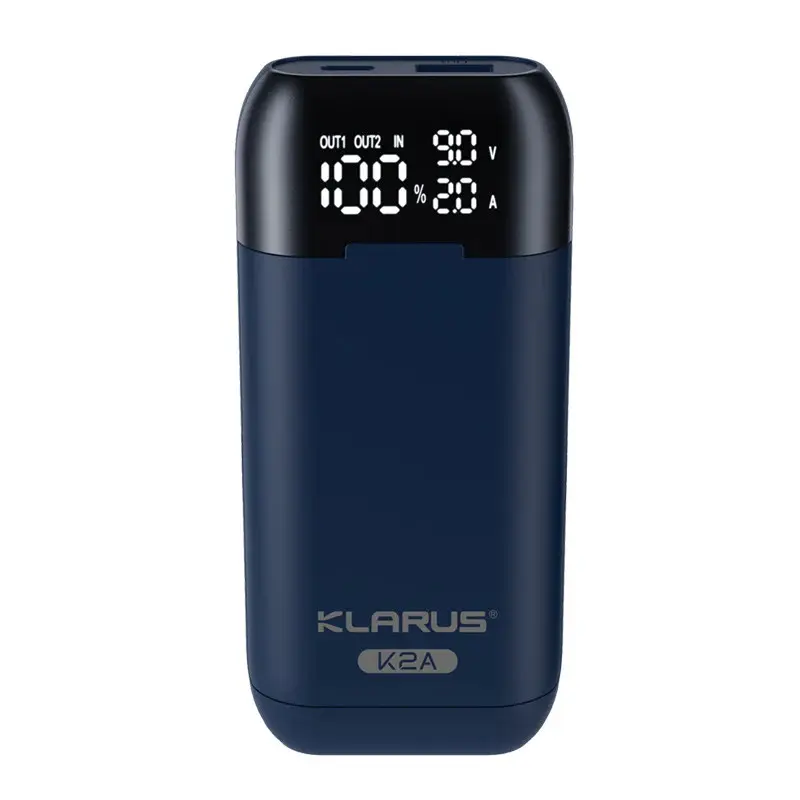 Klarus K2A 3-u-1 Power Bank Punjač i držač baterija, Tamnoplavi