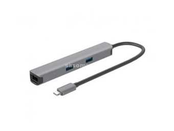 E-GREEN Adapter USB 3.1 tip C (M) - HDMI + 2 x USB 3.0 + SD/TF+PD 100W + RJ45 (F)1000 Mbps (7 u 1)