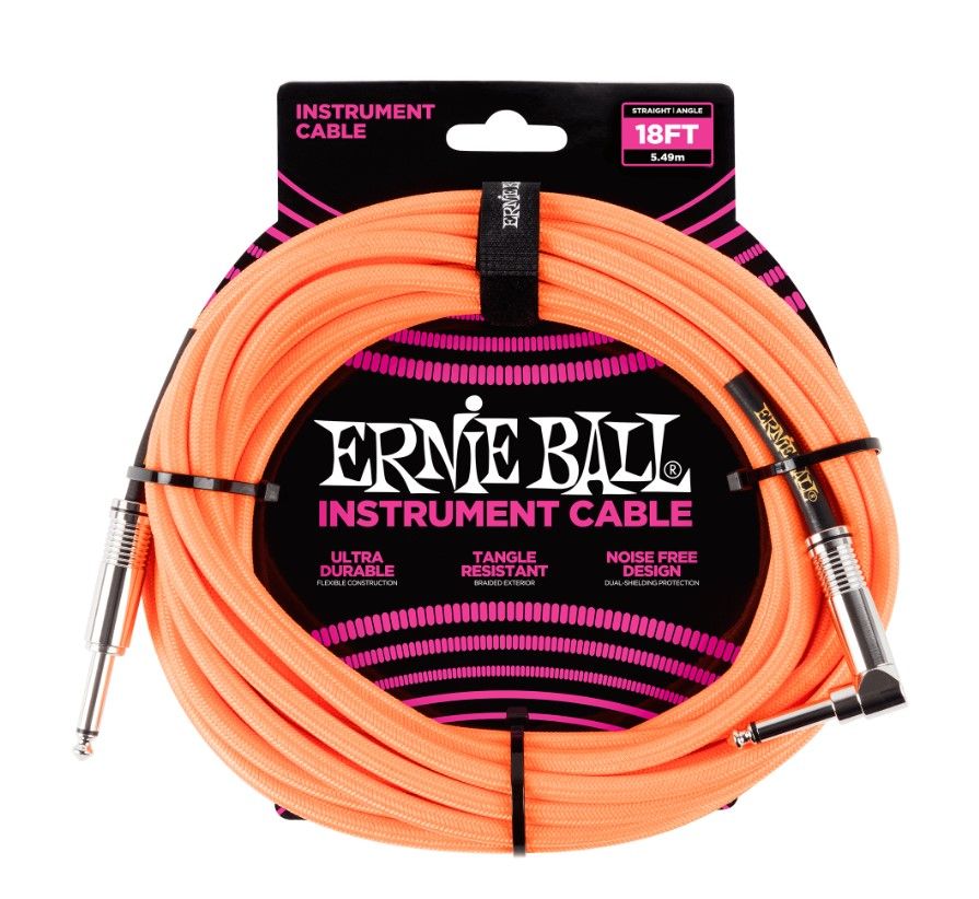 Ernie Ball 6084 18' Braided Straight/Angle Instrument Cable