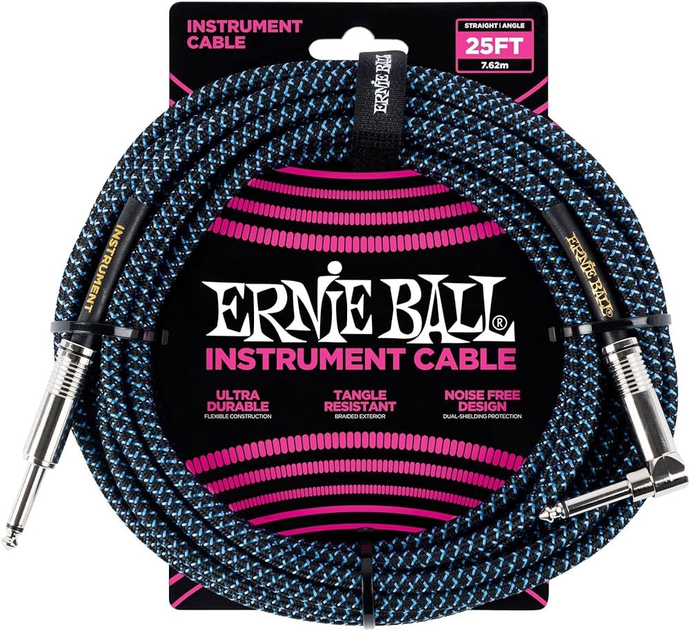 Ernie Ball 6060 25' Braided Straight/Angle Instrument Cable